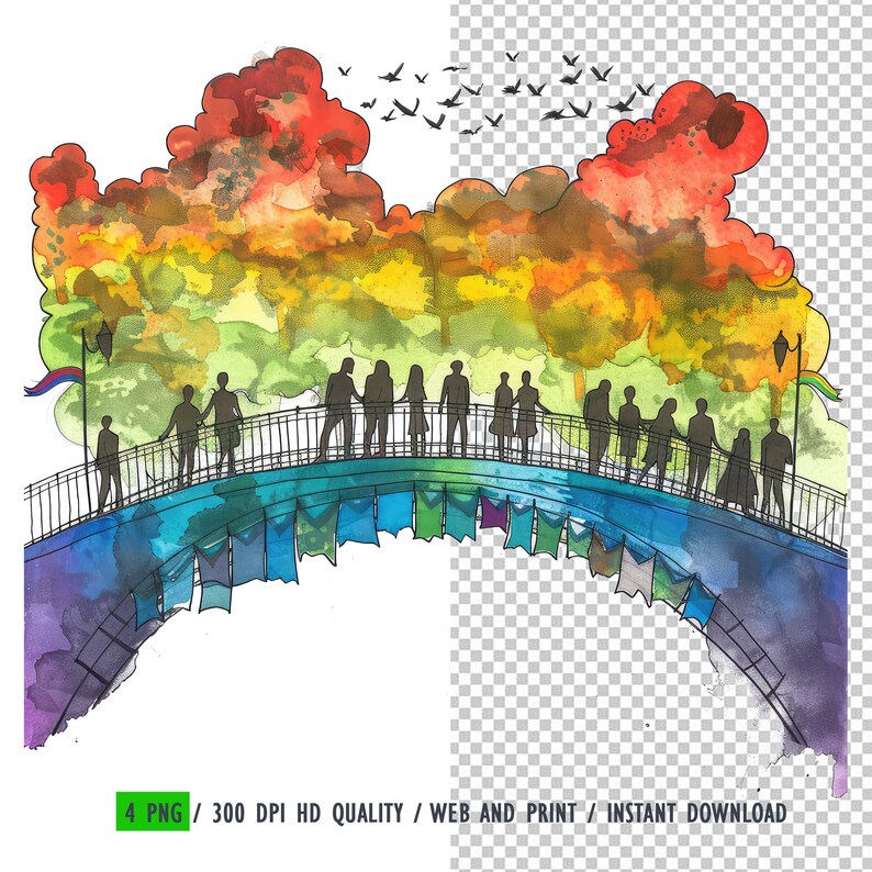 Rainbow Bridge of Inclusion Clipart, Bridge Spanning Across Colorful ...