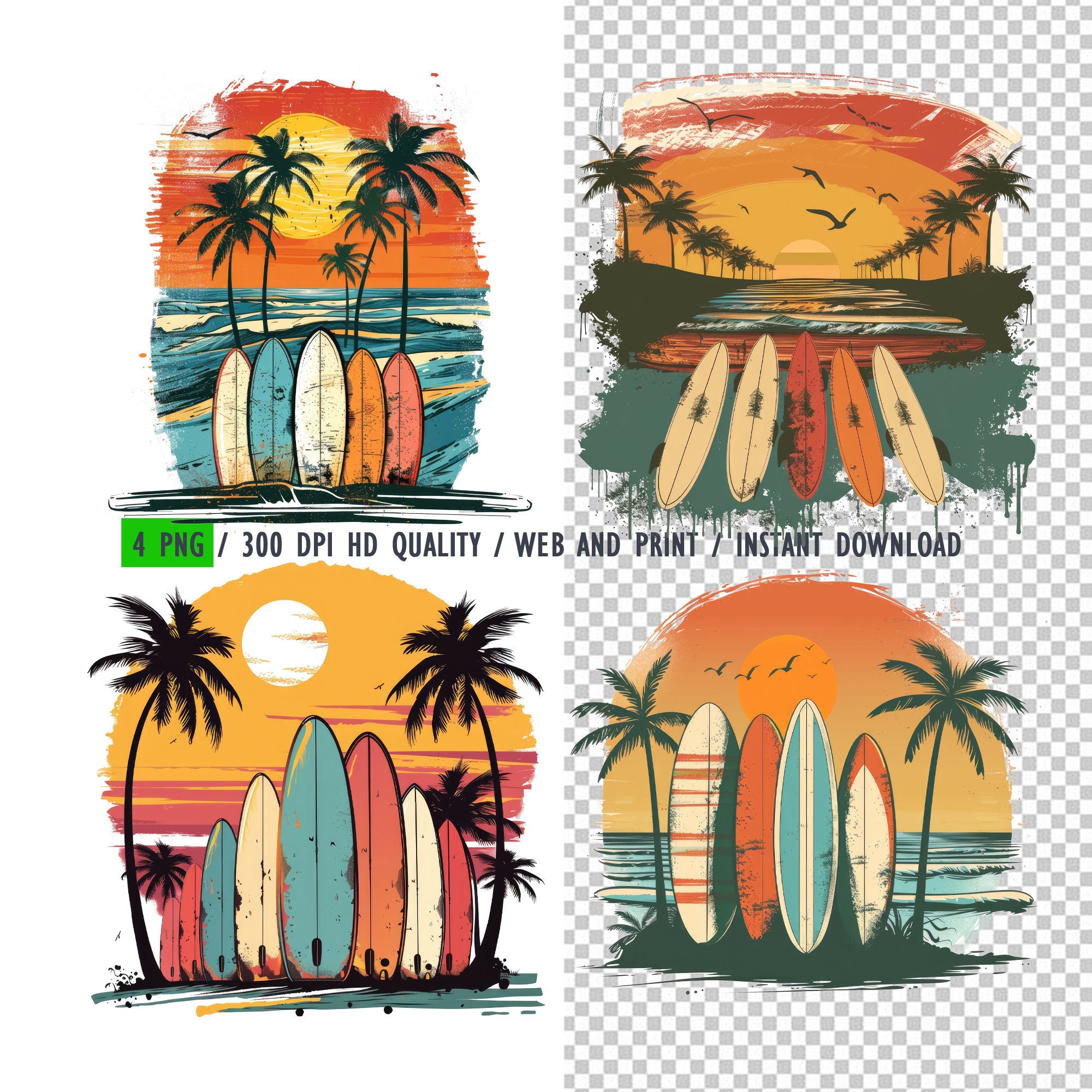 Surfboard Clipart With Tropical Clipart, Watercolor Beach With ...