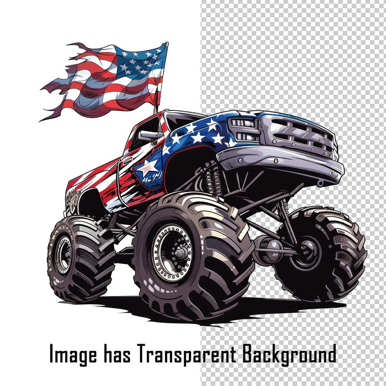 4th of July, American Flag Monster Truck,independence Day Png,patriotic ...