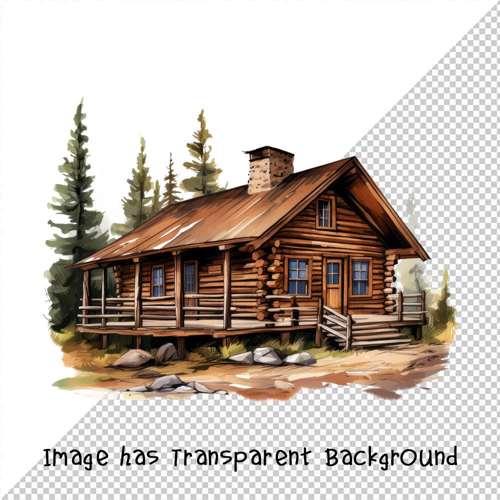 Rustic Cabin Clipart, Rustic Mountain Cabin Png,cabin Bundle,digital ...