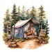 Cute Watercolor Vintage Camper Clip Art Woodland Background - Etsy