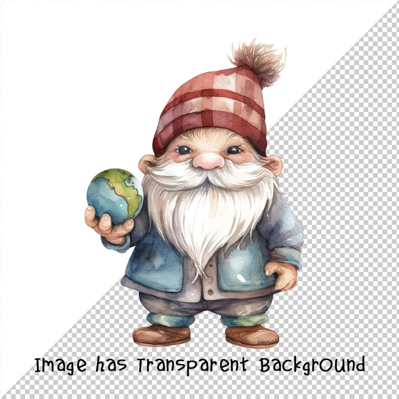 Watercolor, Clipart, Cute Gnome Holding Earth Png,gnome Holding Garth ...