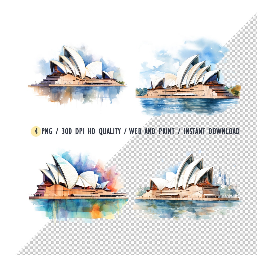 Sydney Opera House Watercolor, Opera House PNG, Watercolor Art Style of ...