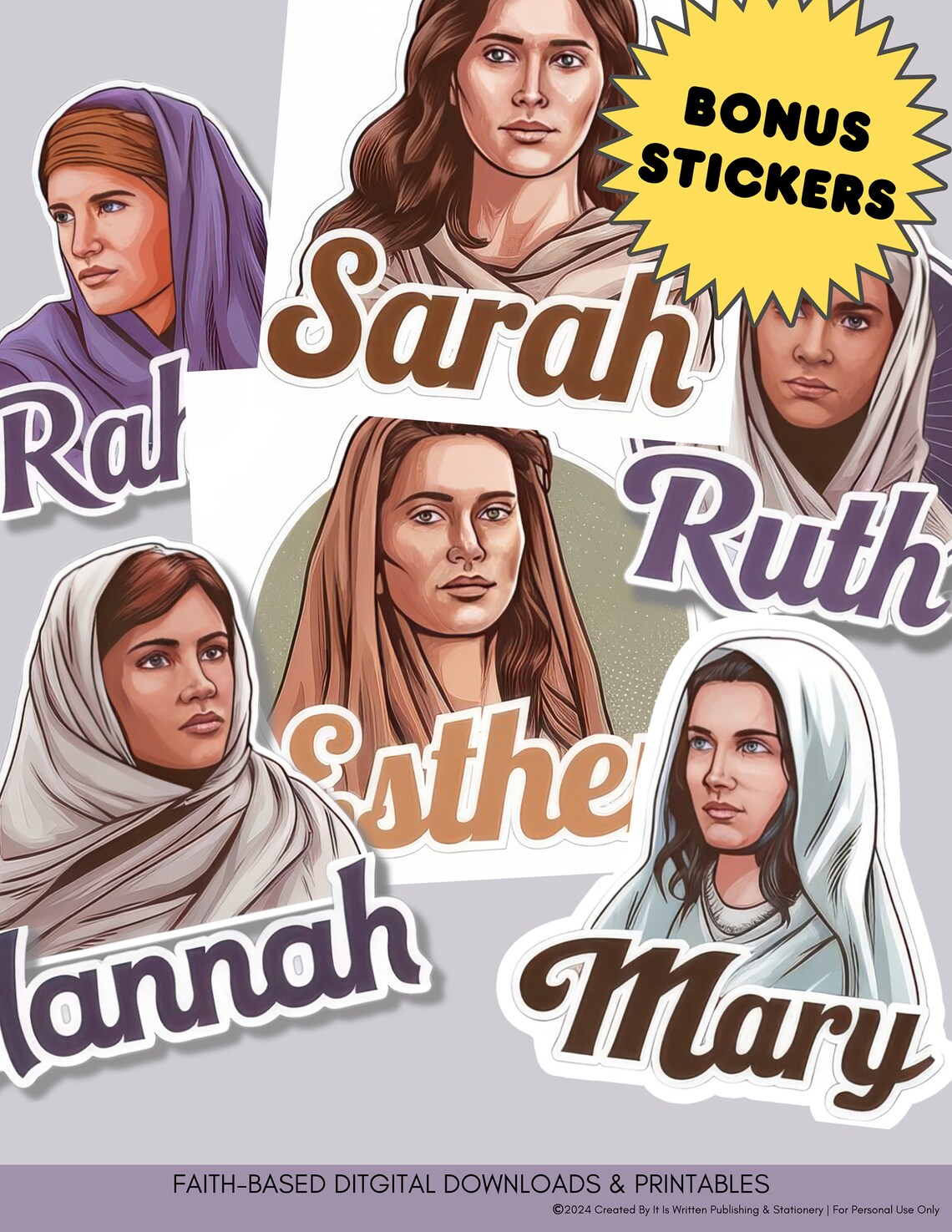Women of the Bible Stickers: Vintage Christian Art (printable Digital ...