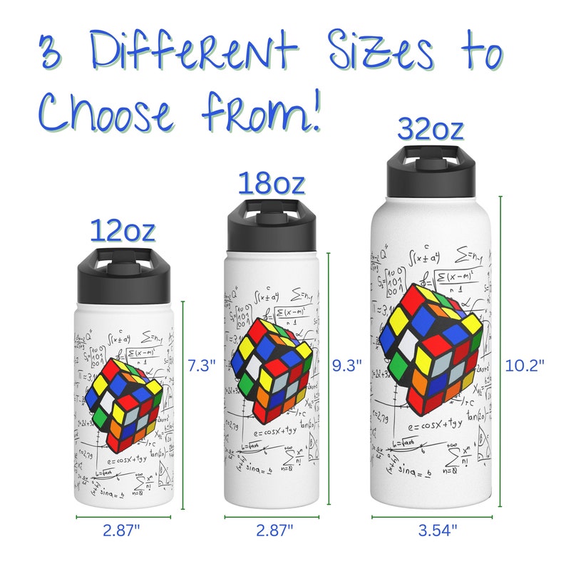 Rubiks Cube Stainless Steel Water Bottle, Rubiks Lover, Math Water ...