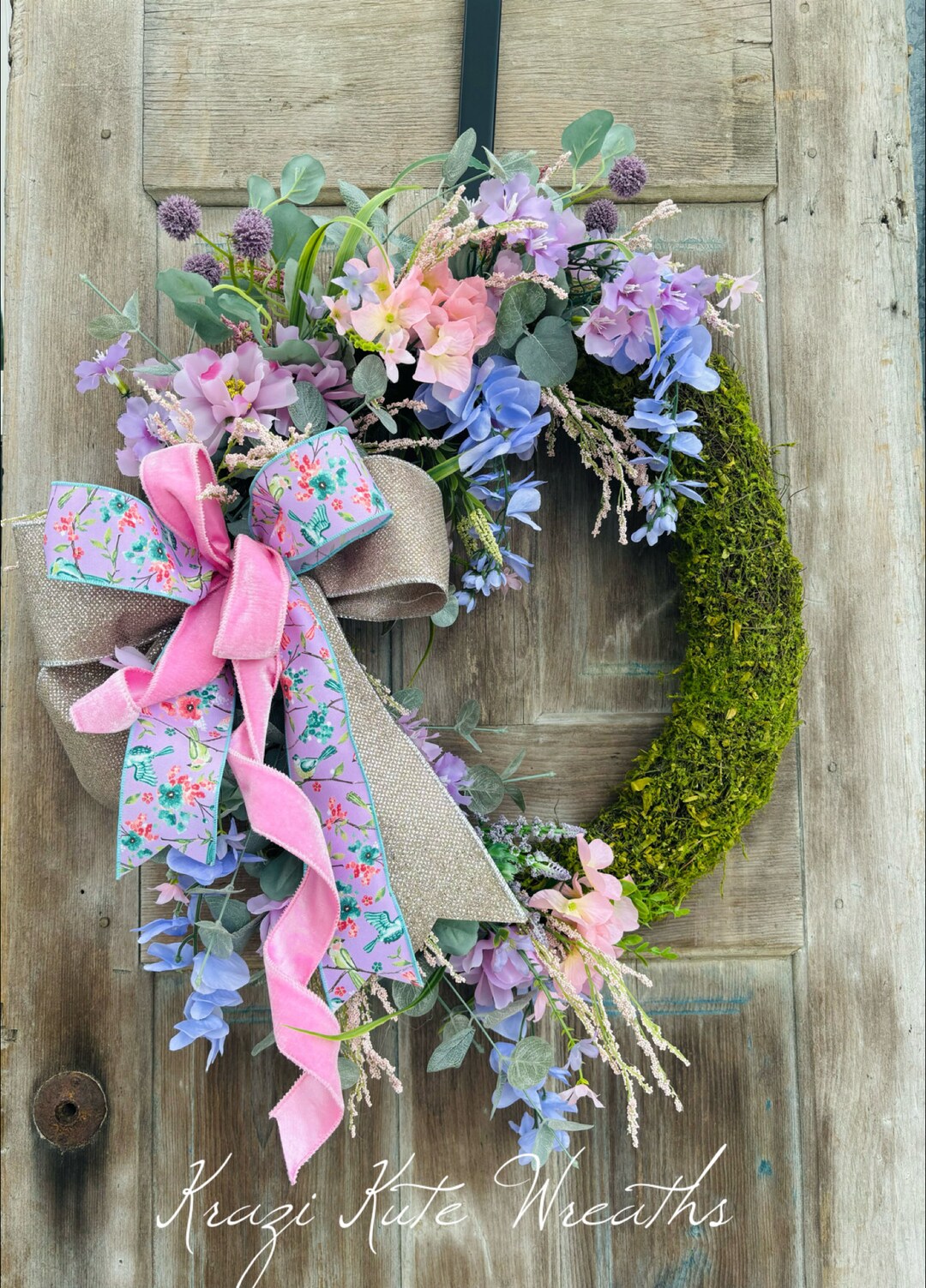 Spring Moss Wreath, Spring Wreath, Spring Decor, Yearround Wreath ...