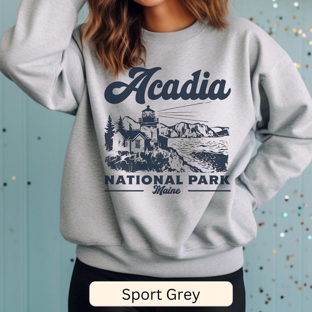 Acadia National Park Sweatshirt: Bar Harbor Maine Lighthouse Souvenir ...