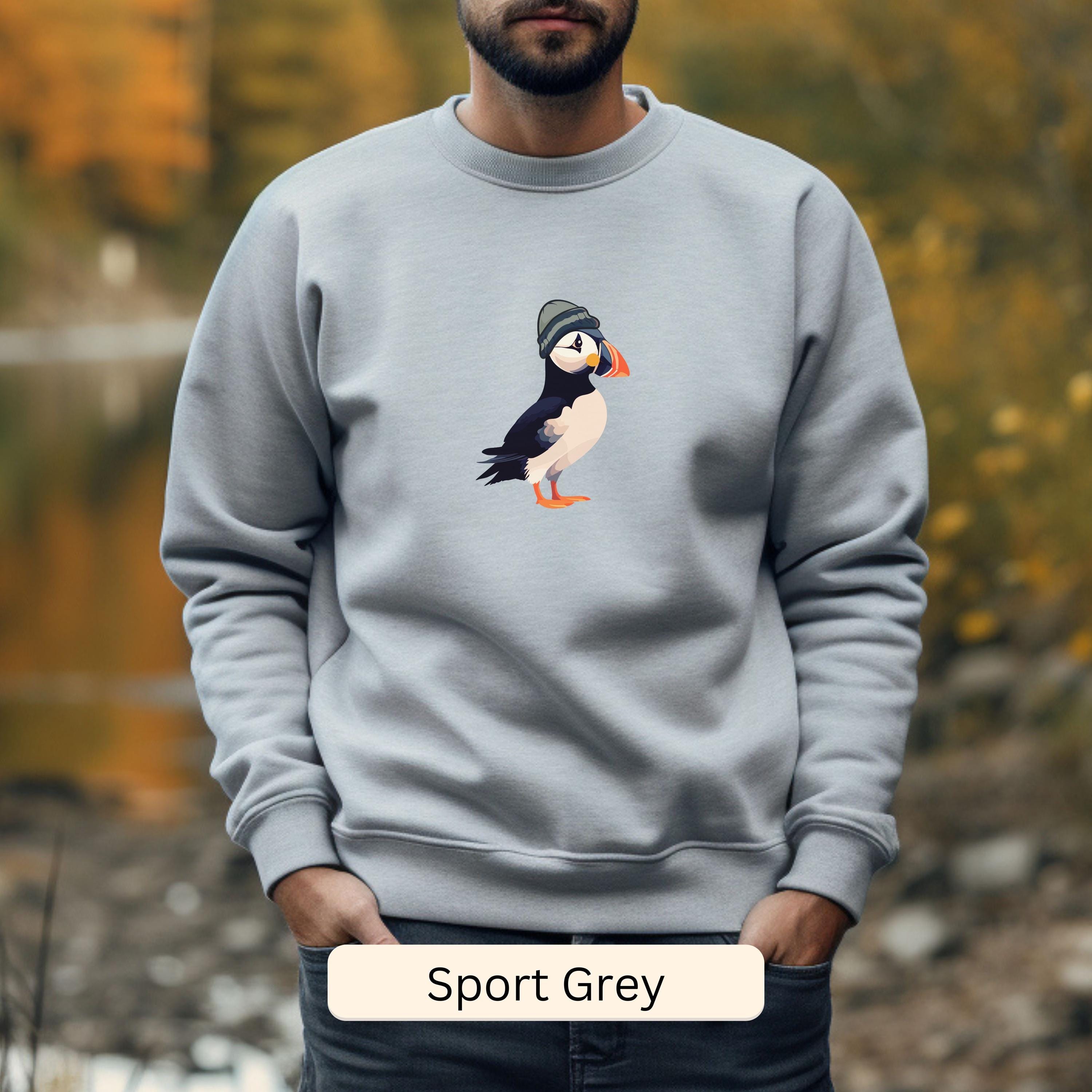 Puffin Crewneck Sweatshirt Cool Hip Puffin in Hat Sweatshirt Atlantic ...
