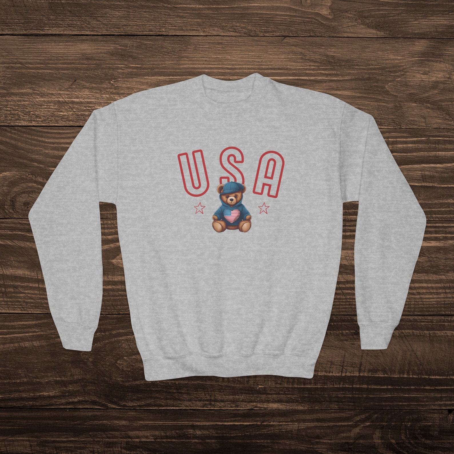 USA Teddy Bear Crewneck Sweatshirt Youth / Preppy Kids Sweatshirt ...