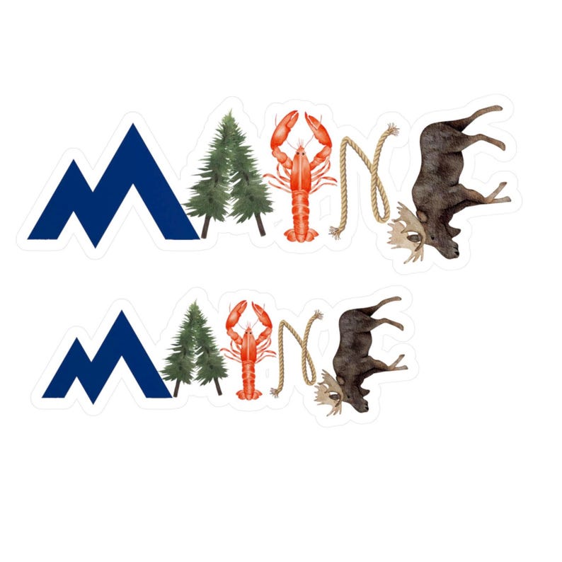 Maine Icons Sticker: Moose, Lobster, Pine Tree - Waterproof Vinyl - Etsy