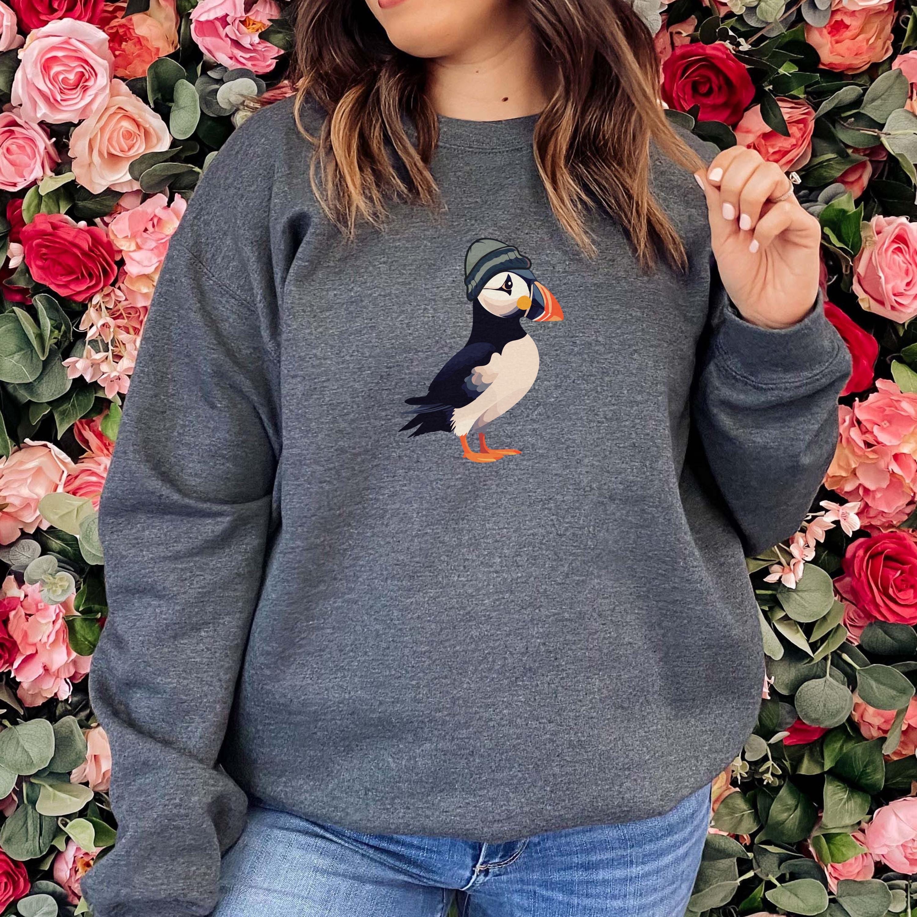 Puffin Crewneck Sweatshirt Cool Hip Puffin in Hat Sweatshirt Atlantic ...