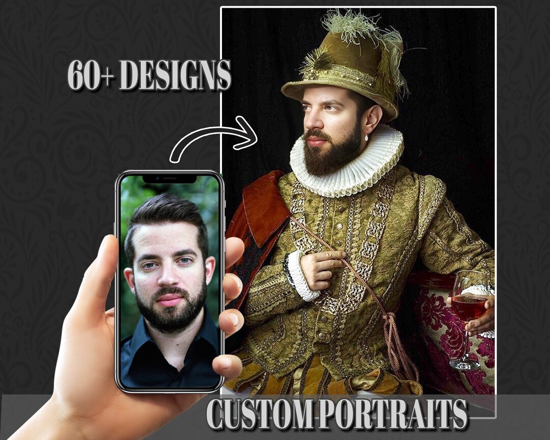 Custom Knight Portrait From Photo, Personalized Royal Knight With Sword ...