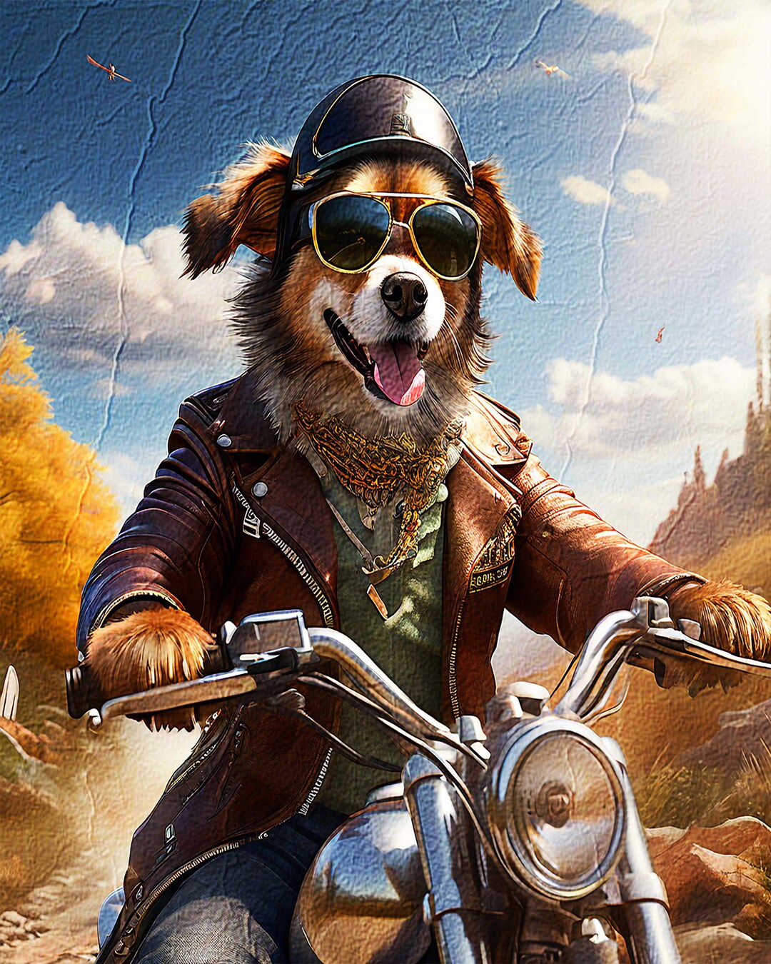 Vintage Dog Rider Pet Portrait, Dog Cat Portrait, Transform Your Pet ...