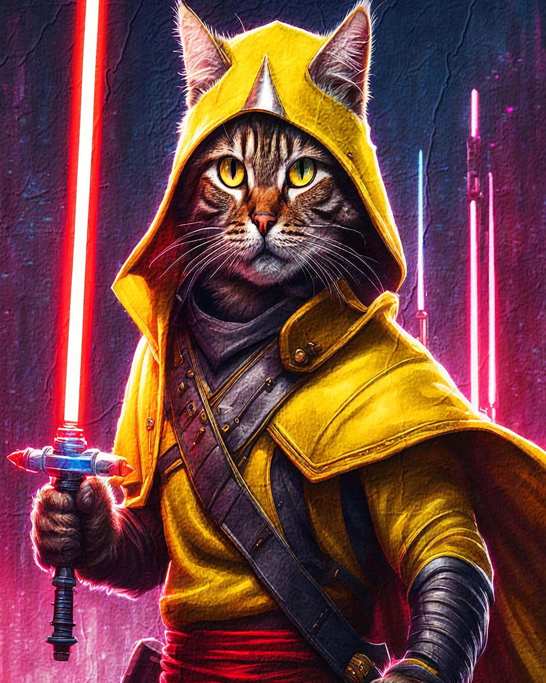 Jedi Master Star Wars Pet Portrait, Dog Cat Portrait, Transform Your ...