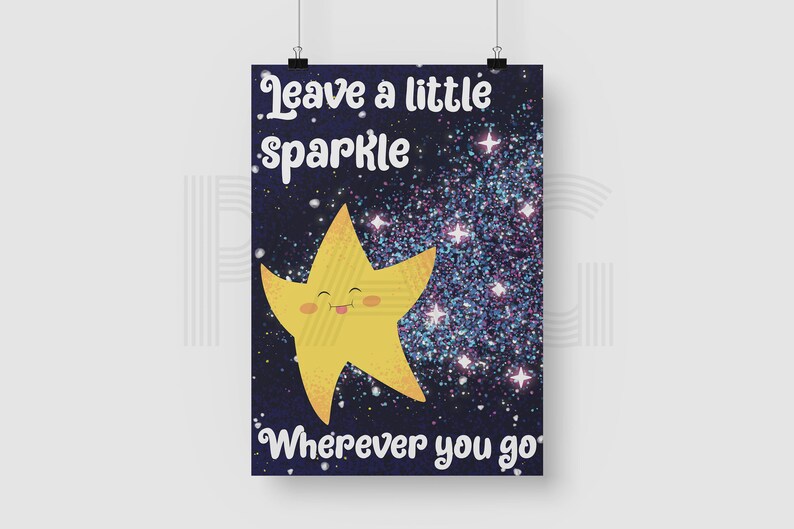 Motivational Star Poster - Leave a Little Sparkle - Etsy