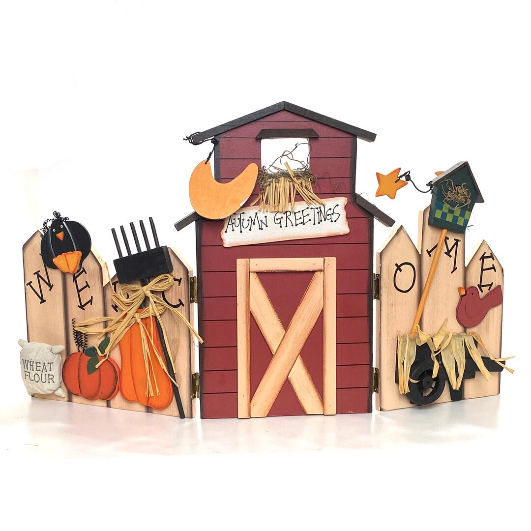 Vintage Home Interior Wooden Barn Scene Autumn Greetings - Etsy