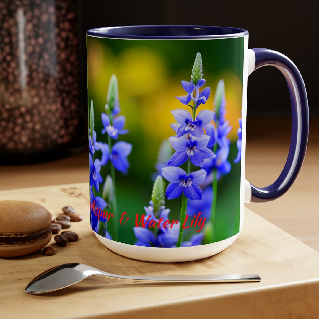 July Birth Flower And Month Mug Two Tone Coffee Mugs 15oz Etsy