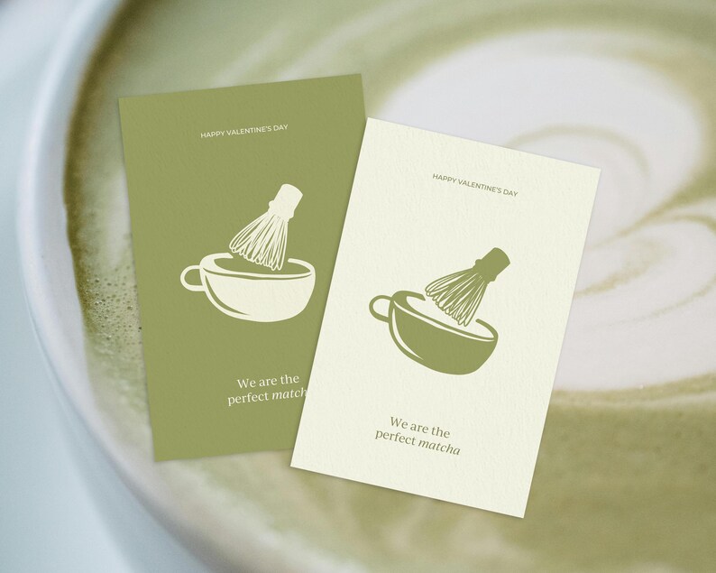 Printable Editable Valentine's Card, Digital, Card, Valentine, Download, Matcha, Love, Green ...