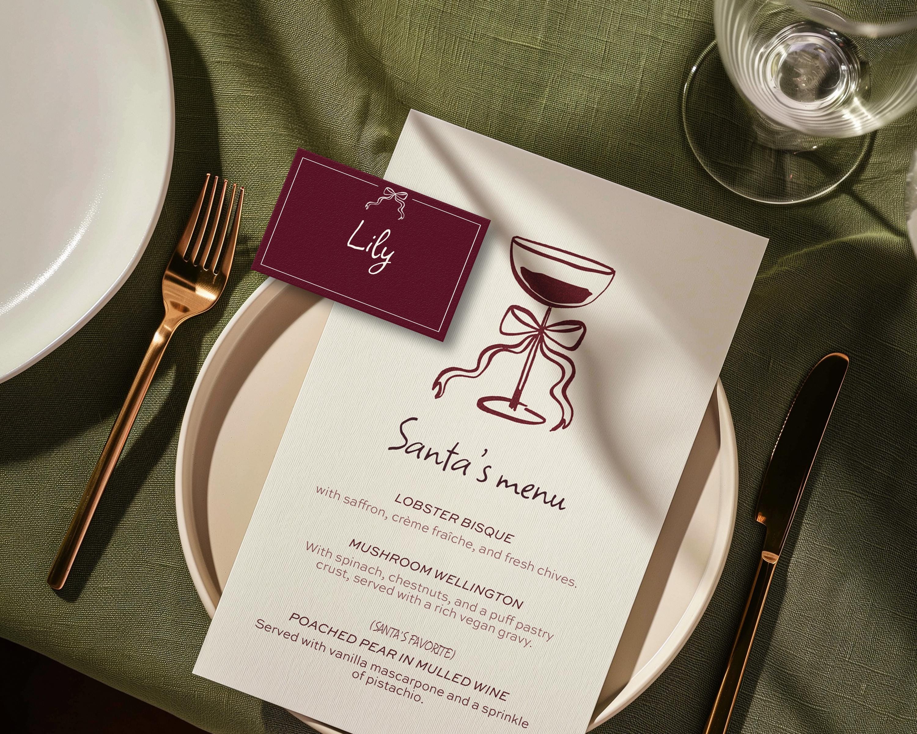 Christmas Menu Burgundy, Template, Printable, Editable, Christmas ...