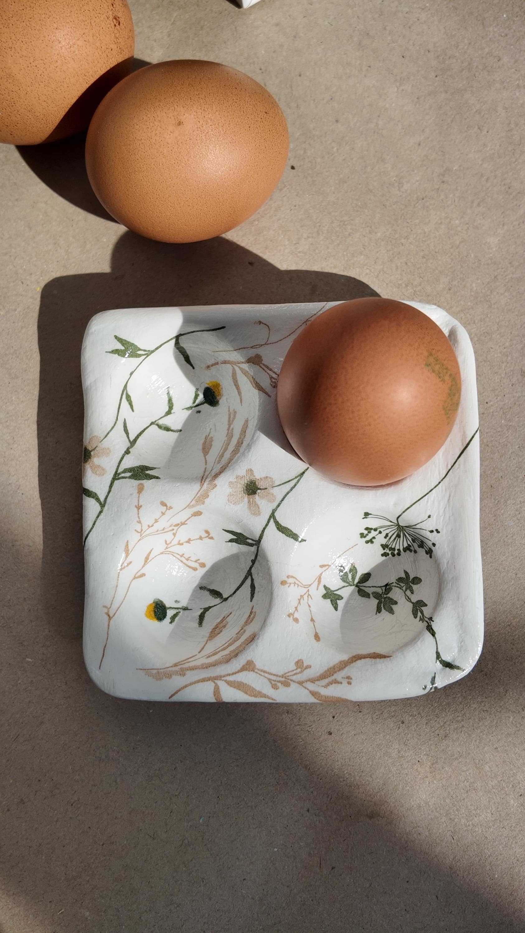 Clay Egg Crate With Floral Pattern, Egg Stand, Egg Holder, Handmade ...