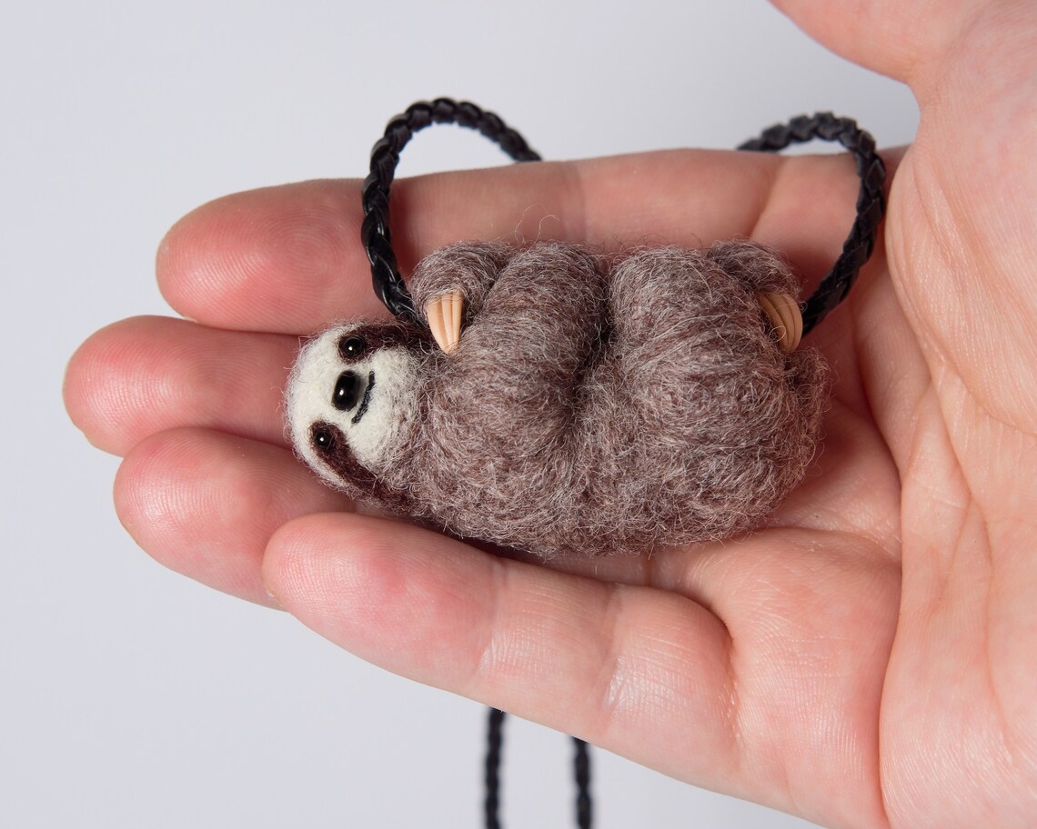 Needle Felted Sloth Necklace Adorable Sloth Pendant, Cute Sloth Jewelry ...