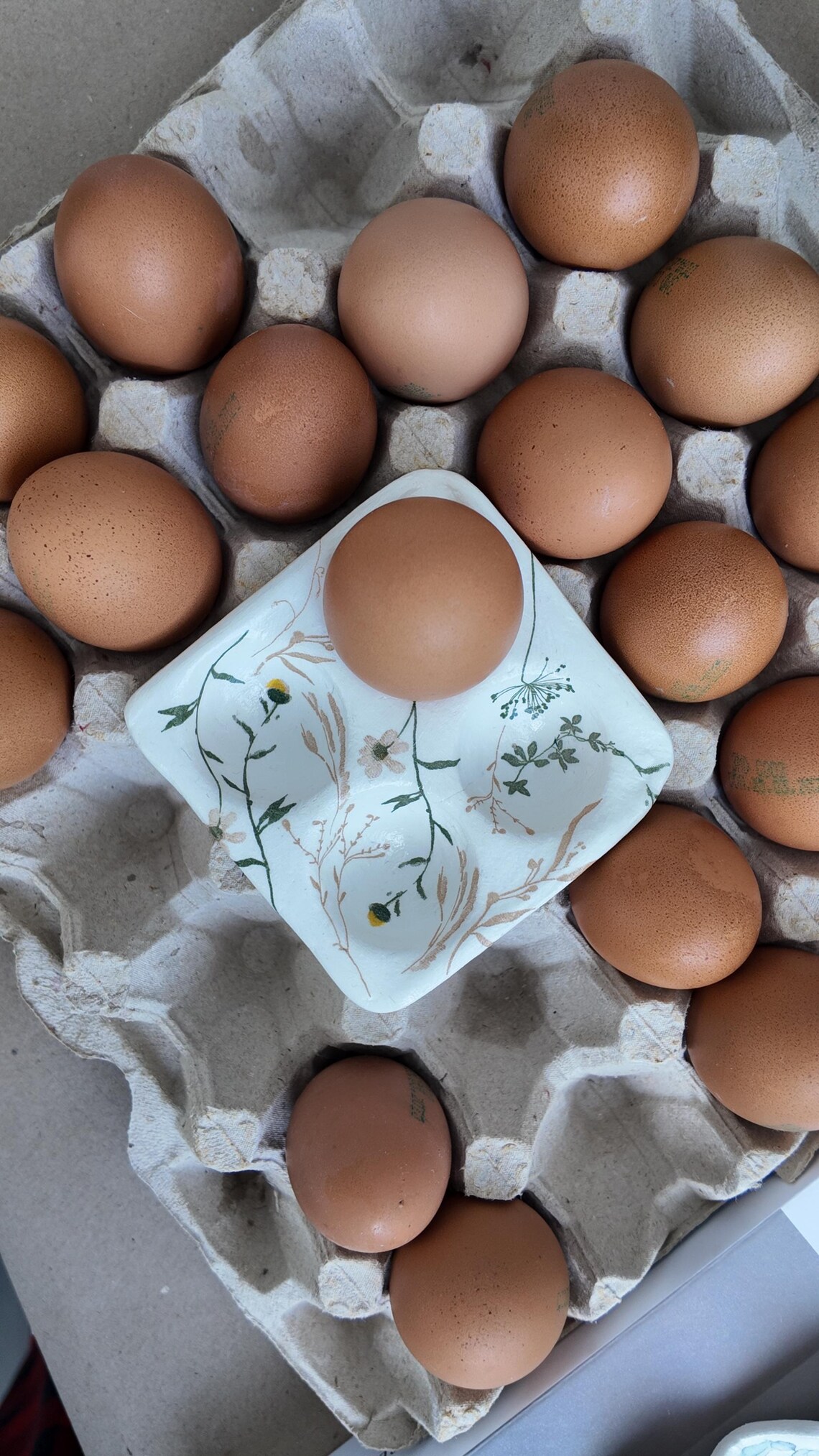Clay Egg Crate With Floral Pattern, Egg Stand, Egg Holder, Handmade ...