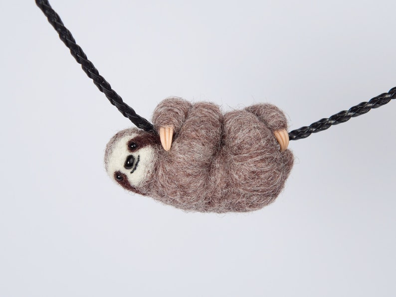 Needle Felted Sloth Necklace Adorable Sloth Pendant, Cute Sloth Jewelry ...