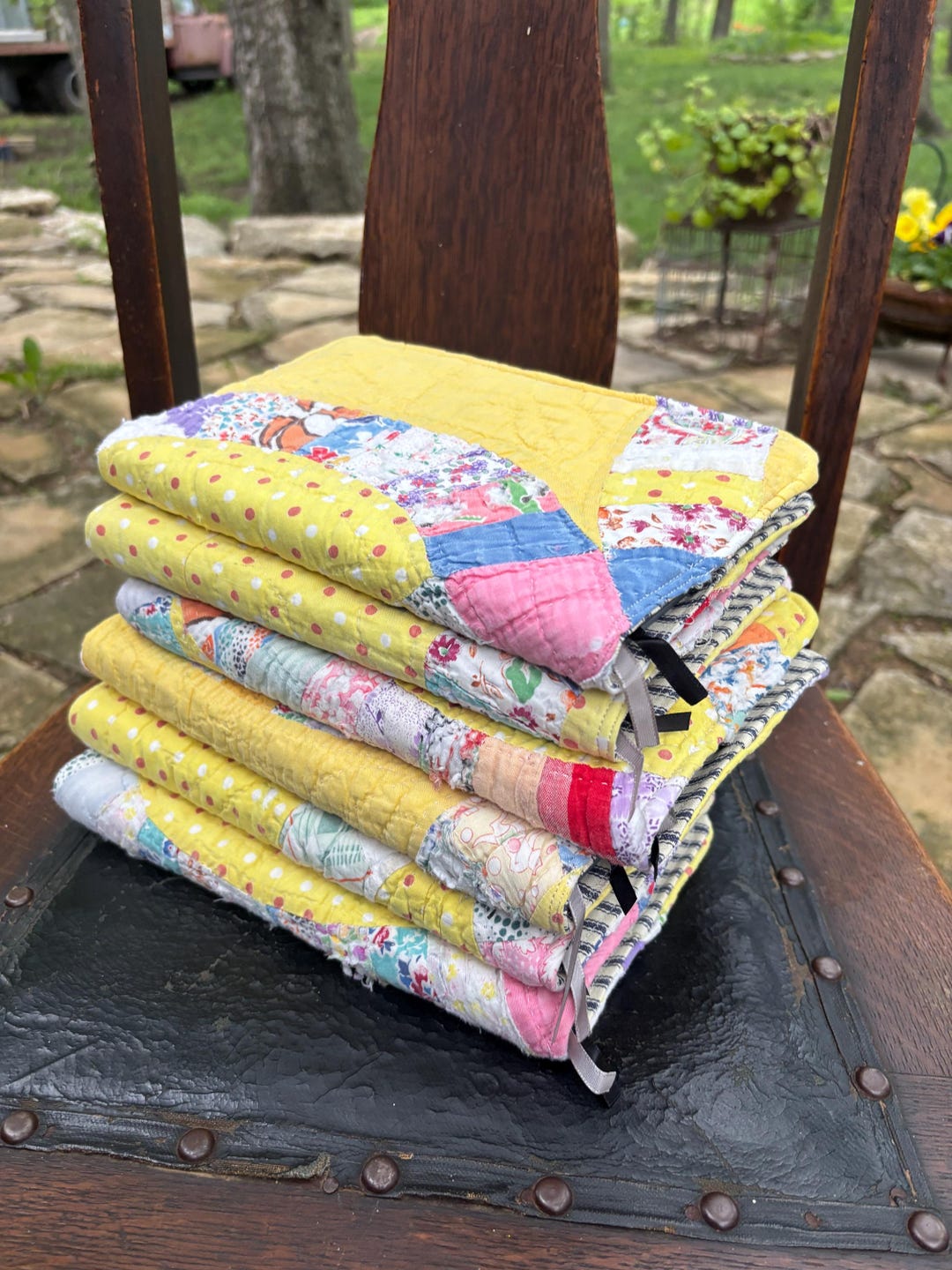 Quilted Journal Cover Made From Yellow Upcycled Quilt - Etsy