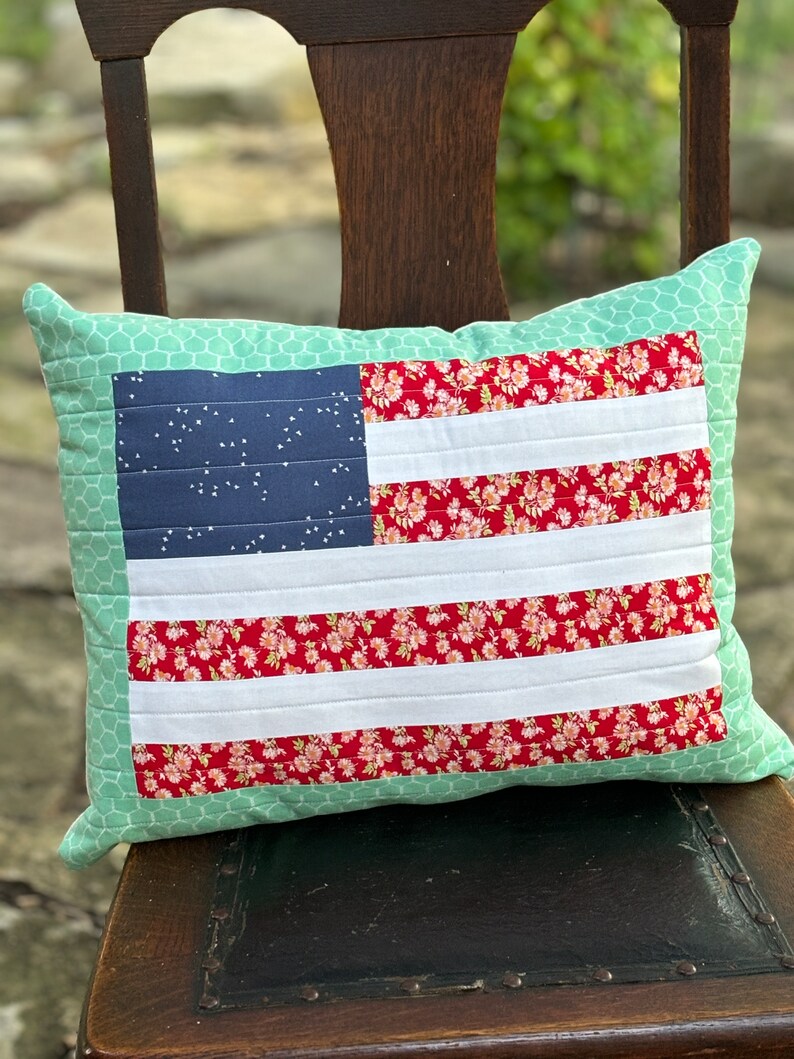 American Flag Quilted Pillow, Summertime Pillow, Americana Decor, Patriotic Pillow - Etsy