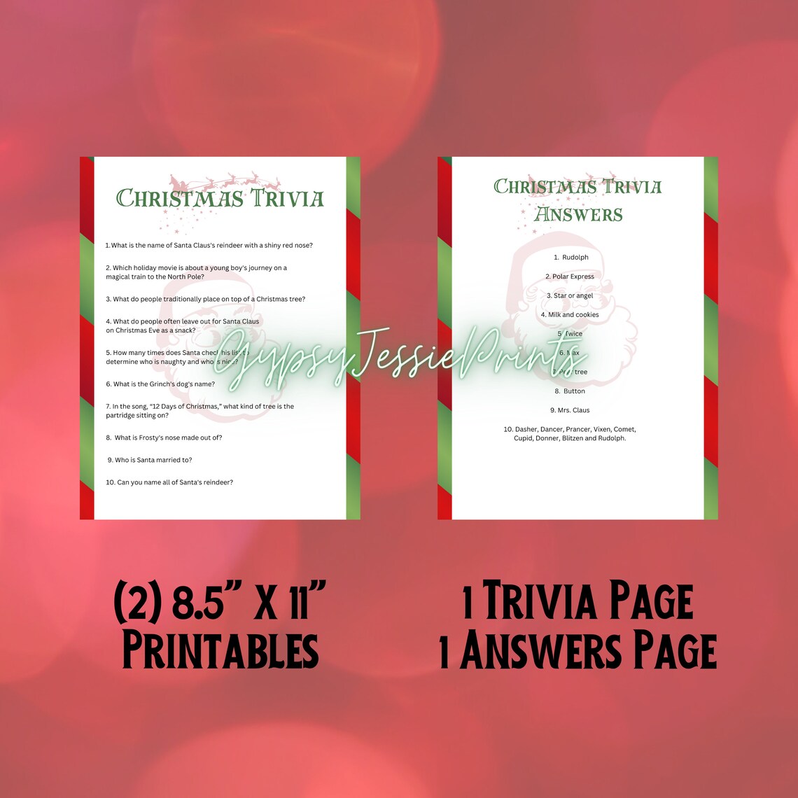Christmas Trivia, Kids Christmas Trivia, Printable Trivia Game ...