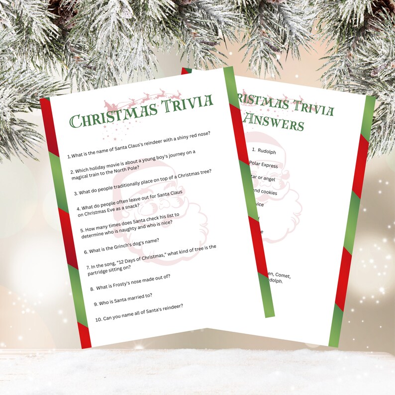Christmas Trivia, Kids Christmas Trivia, Printable Trivia Game ...