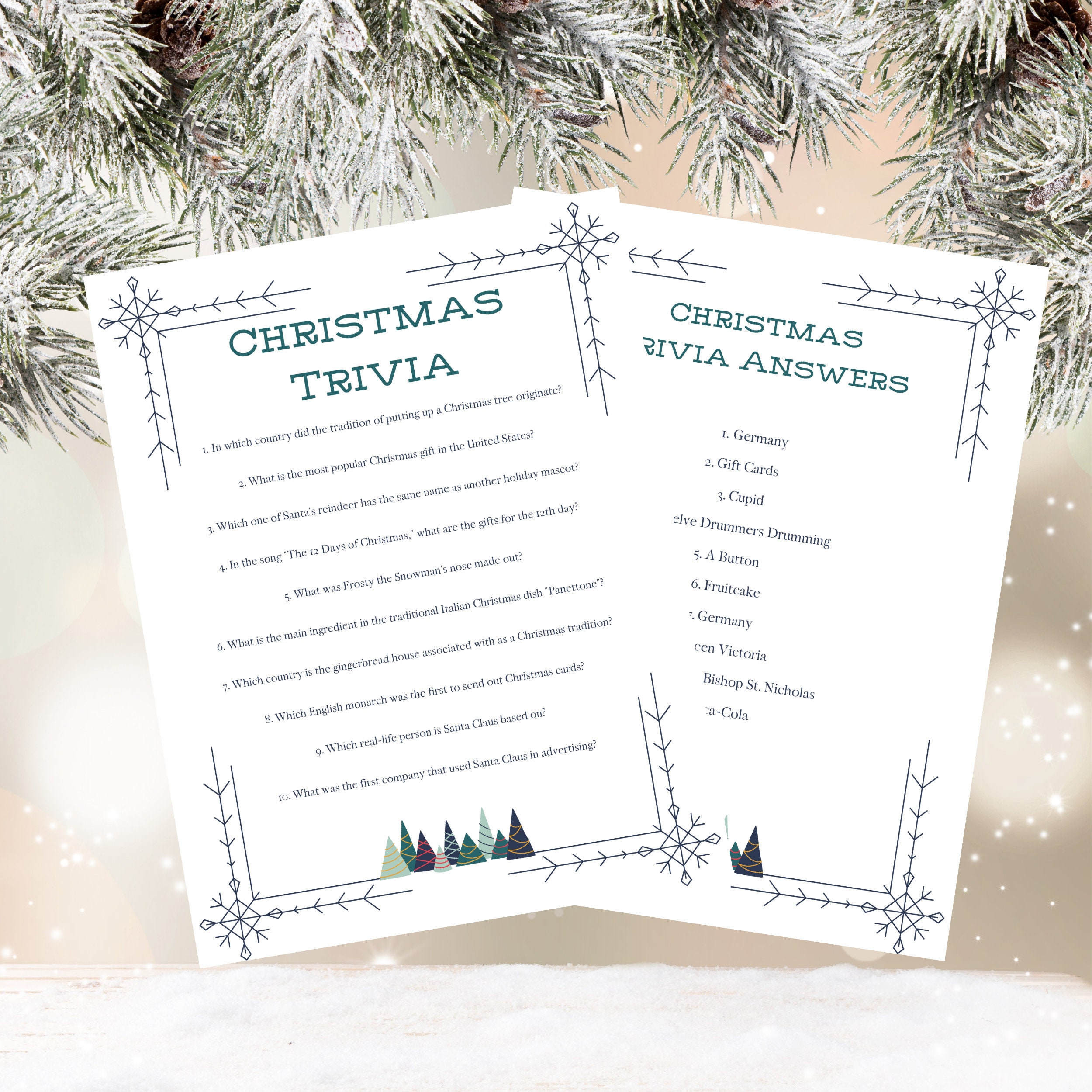 Christmas Trivia, Printable Trivia Game, Christmas Party Game, Holiday ...