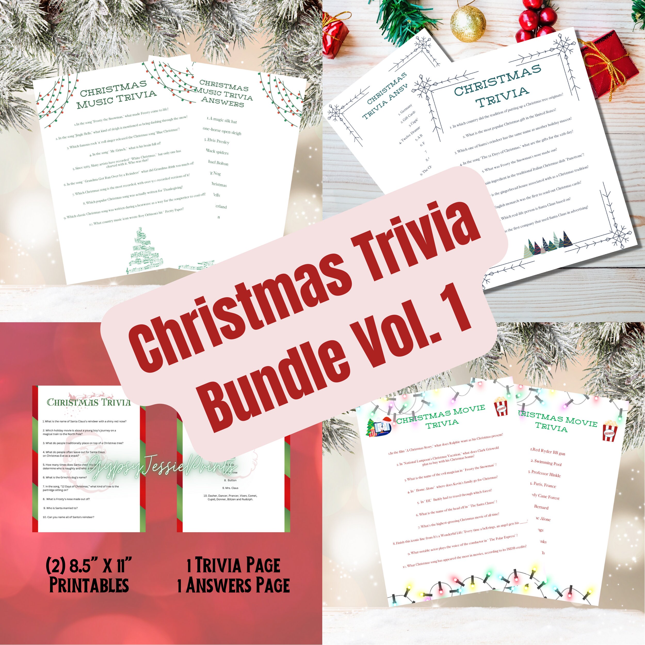 Christmas Trivia, Christmas Trivia Bundle, Printable Trivia Game ...