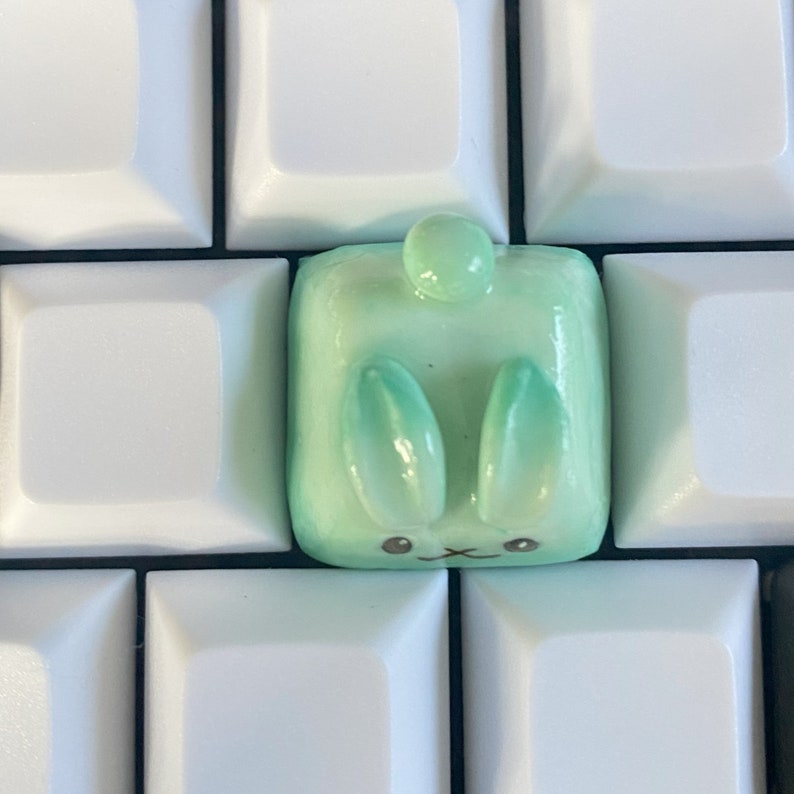 Green Bunny Artisan Keycap - Etsy