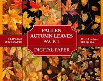 Autumn Leaves Digital Scrapbook Paper Fall Background JPG in Light and ...