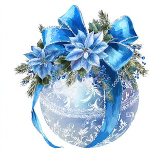 Christmas Ornaments Clipart: Blue, Gold, and Silver Festive Designs ...