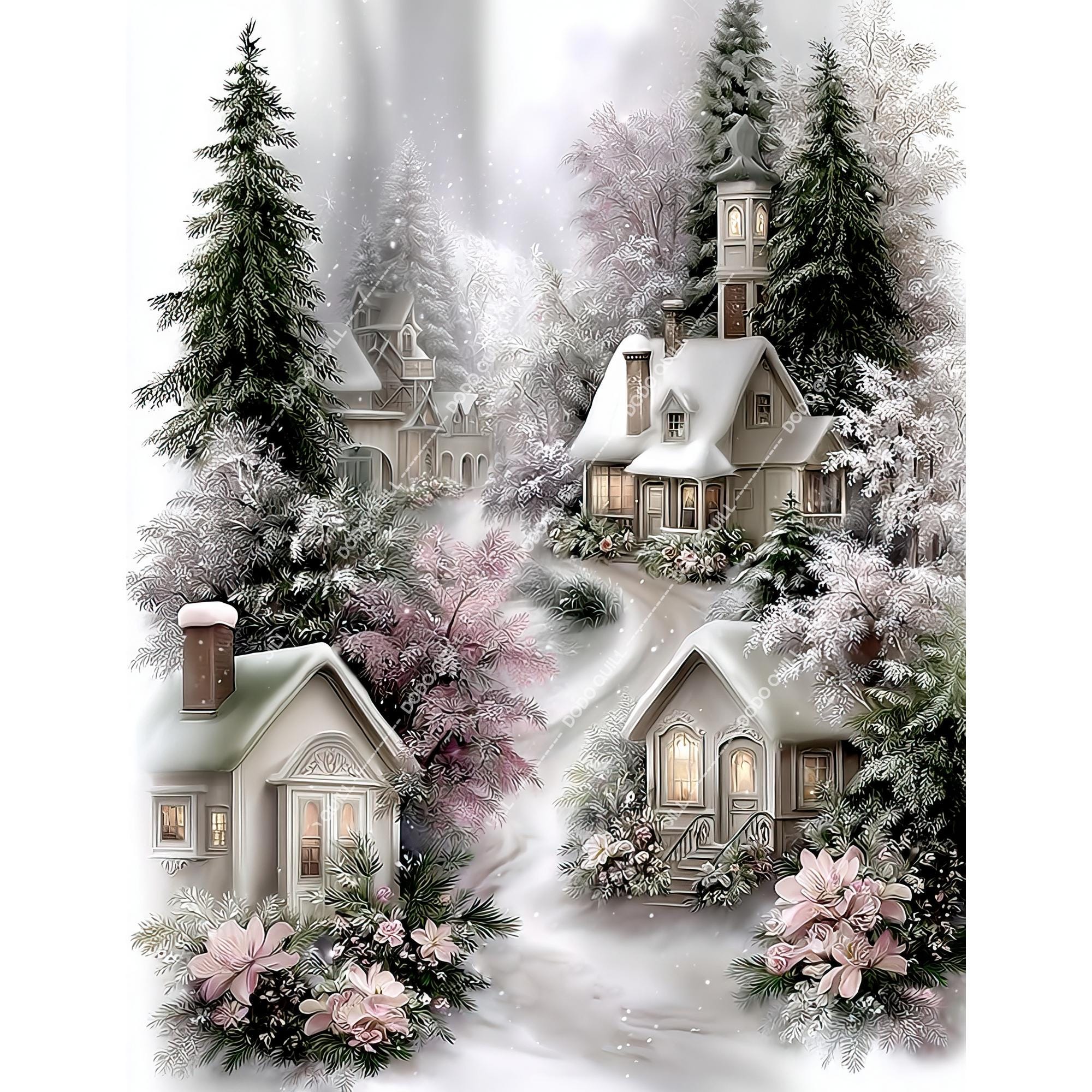 Snowy Winter Houses Clipart, Christmas Holiday Illustrations - 16 JPG ...