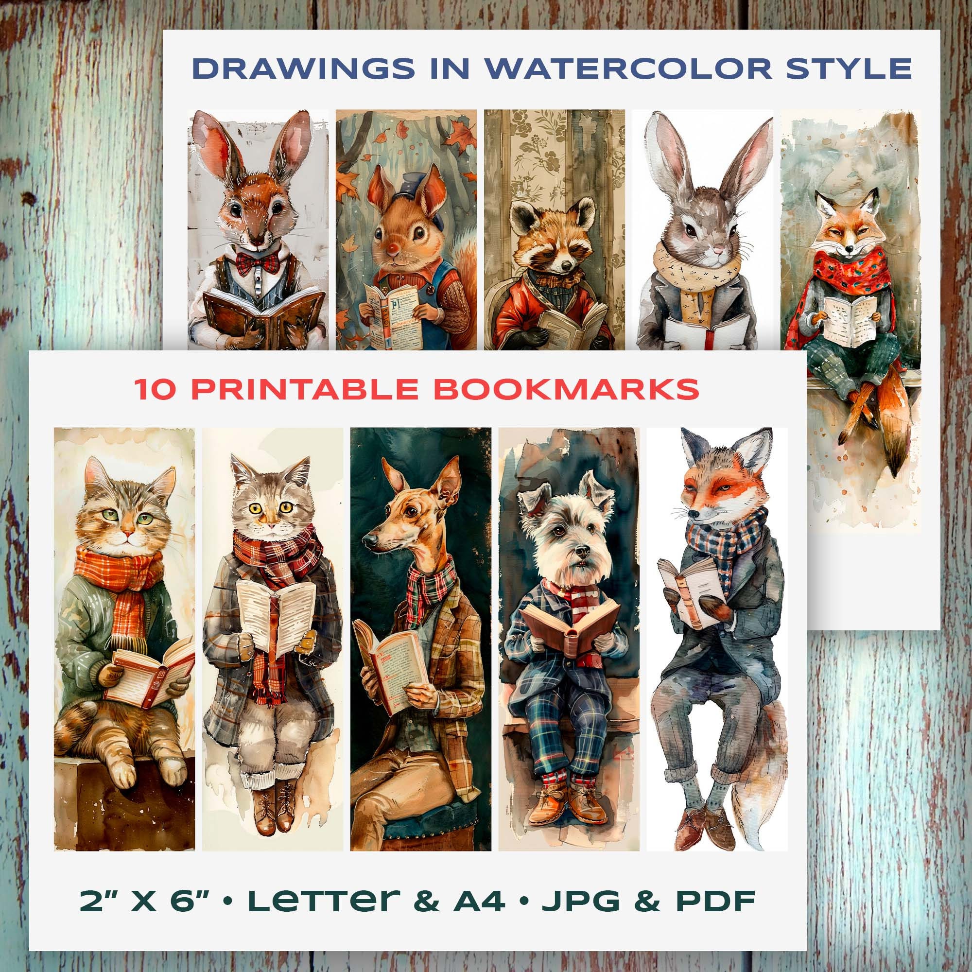 Printable Bookmark Set for Download. Cute Animals Read Books ...
