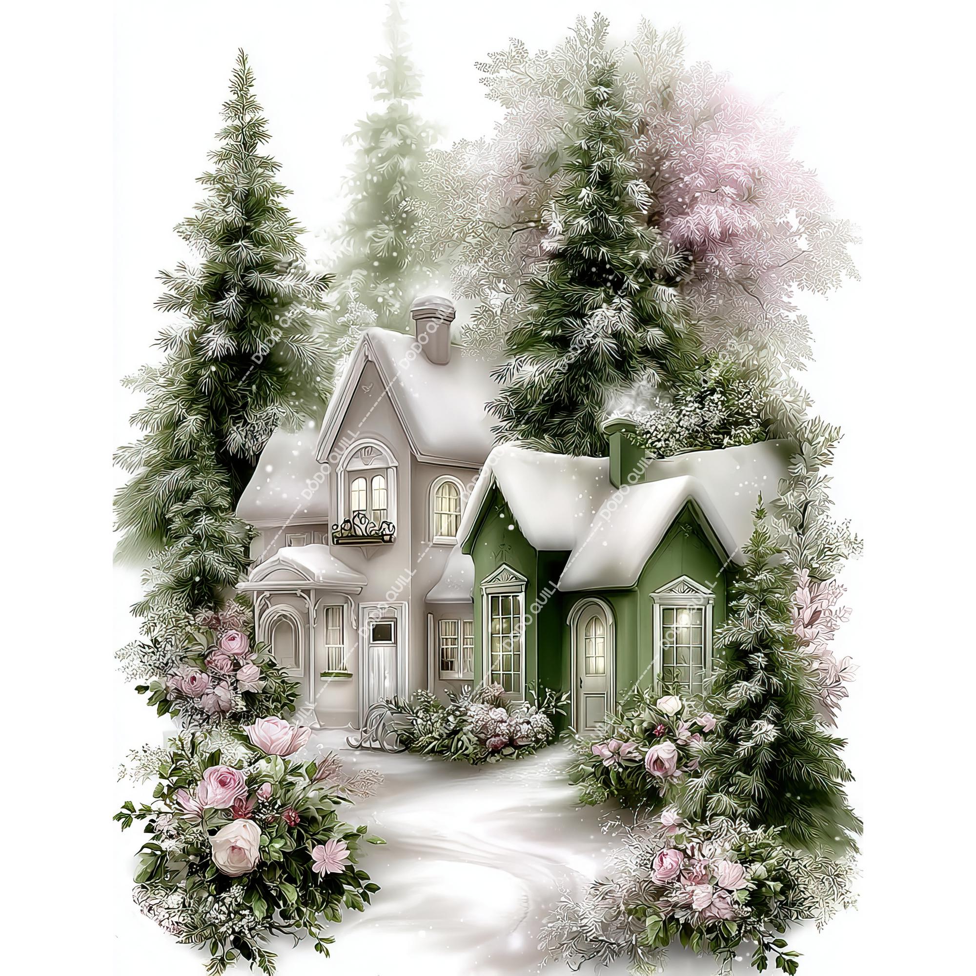 Snowy Winter Houses Clipart, Christmas Holiday Illustrations - 16 JPG ...