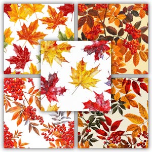 Autumn Leaves Digital Scrapbook Paper | Fall Background JPG in Light ...