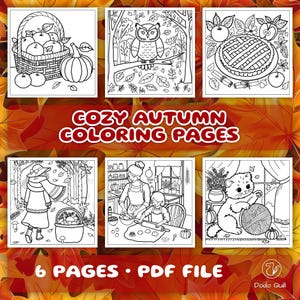 Cozy Autumn Printable Coloring Pages for Kids and Adults Easy and Bold ...