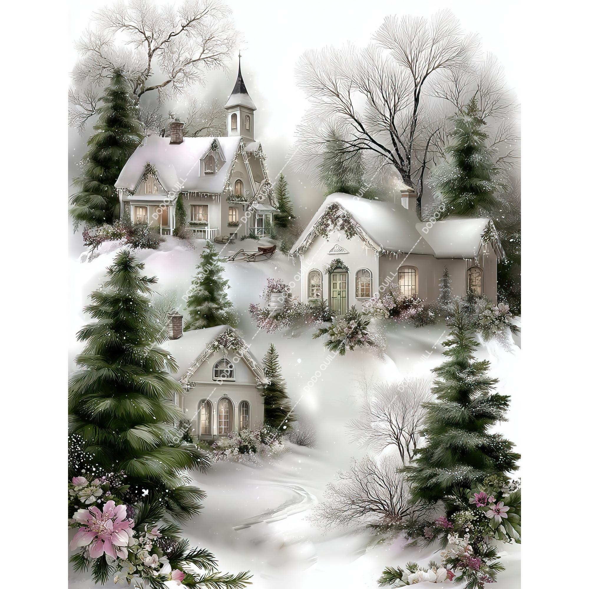 Snowy Winter Houses Clipart, Christmas Holiday Illustrations - 16 JPG ...