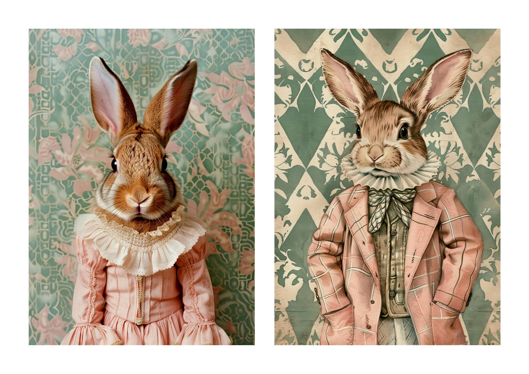 Printable Cards: Vintage Rabbits Printable Digital Image Junk Journal ...