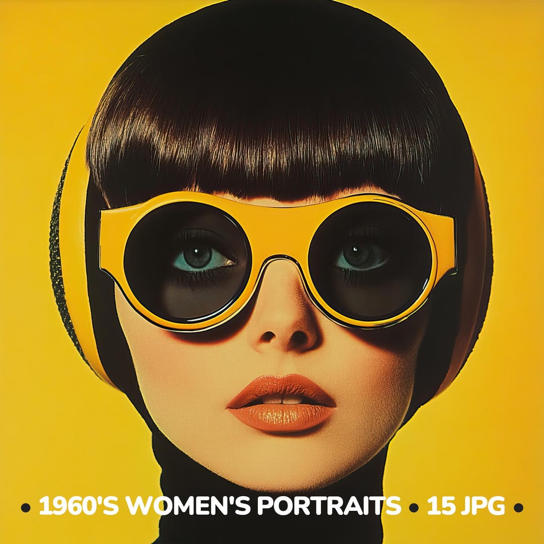 1960s Fashion Portrait Prints, Retro Mod Style (digital Product ...