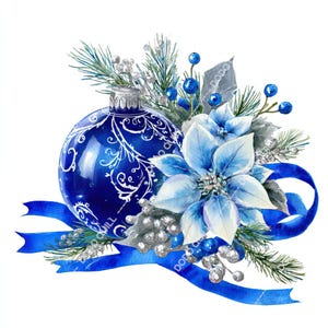 Christmas Ornaments Clipart: Blue, Gold, and Silver Festive Designs ...