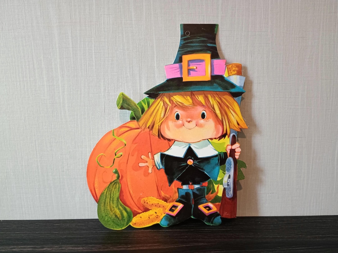 Gibson Pilgrim Fall Harvest Die Cut Kitsch 1970s Vintage Gibson ...