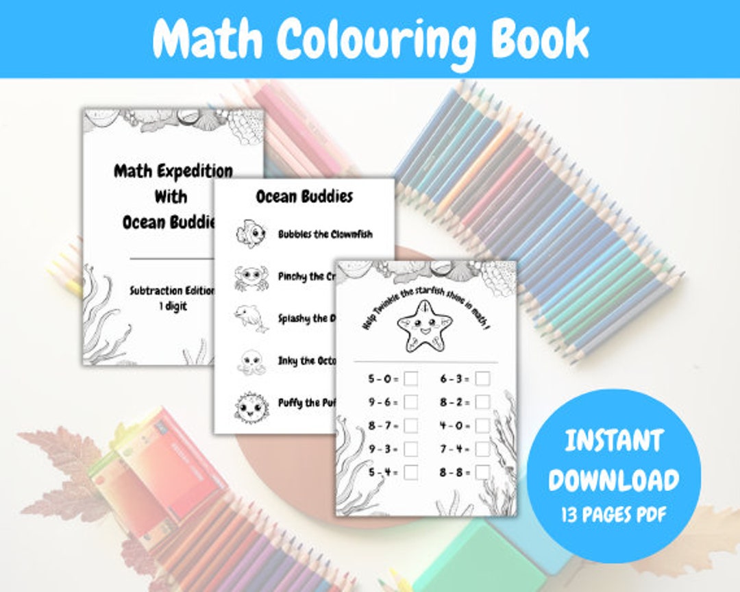 Math Worksheets Colouring Pages Ocean Edition - Etsy