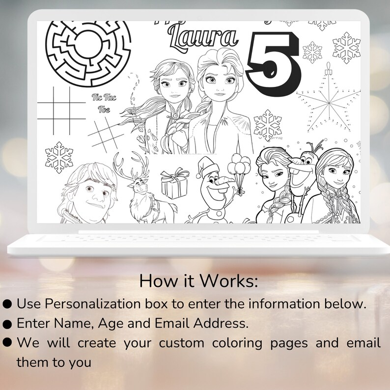 Personalized Frozen Elsa Birthday Coloring Activity Sheet Placemat ...