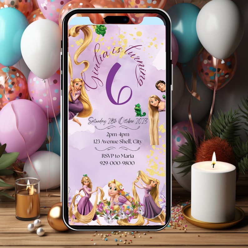Rapunzel Birthday Invitation, Tangled Invitation, Digital Editable ...