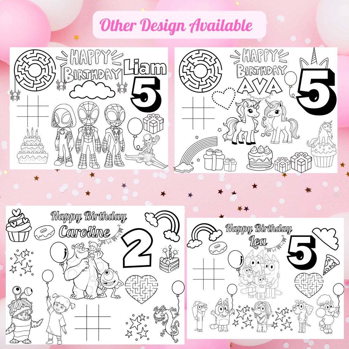 Personalized Frozen Elsa Birthday Coloring Activity Sheet Placemat ...